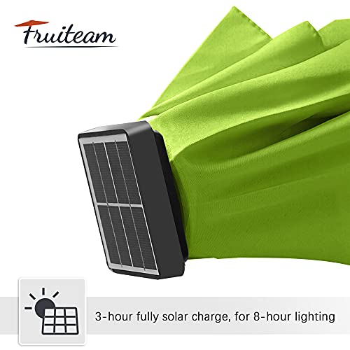 FRUITEAM 7.5 Feet Solar 24 LED Lighted Umbrella-Solar Umbrella Lawn and Garden w/Easy Tilt Adjustment, Market Umbrella Adjustment and Crank Lift System for Patio