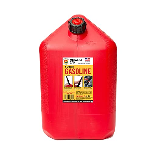 Quick-Flow Spout Midwest Can 6610 Auto Shut Off Gasoline Can - 6 Gallon