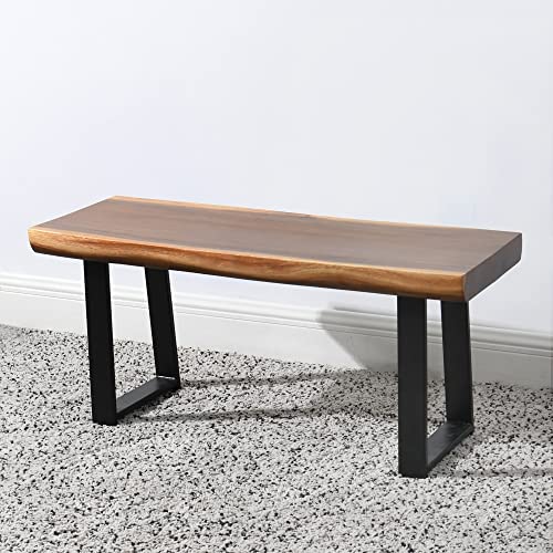 Warmaxx Wood Bench Rectangle Solid Wooden Entryway Stools 39"x13"x18"H Living Room End Table Rustic Live Edge Coffee Table Side Table Bedroom Bathroom Patio Outdoor Garden Foot Stool