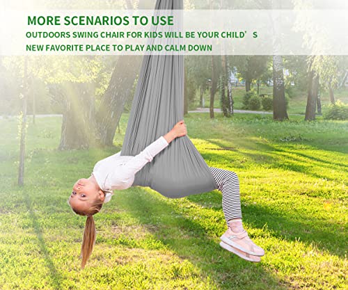 Therapy Sensory Swing for Kids and Adult (Hardware Included) Adjustable Cuddle Bedroom Hammock Has Calming Effect On Child with Special Needs(Gray Size:59"x110")