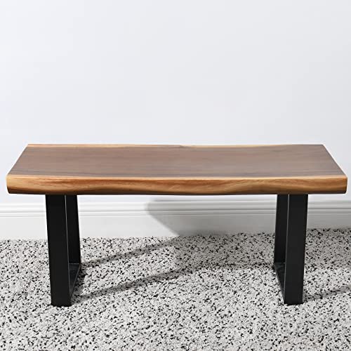 Warmaxx Wood Bench Rectangle Solid Wooden Entryway Stools 39"x13"x18"H Living Room End Table Rustic Live Edge Coffee Table Side Table Bedroom Bathroom Patio Outdoor Garden Foot Stool