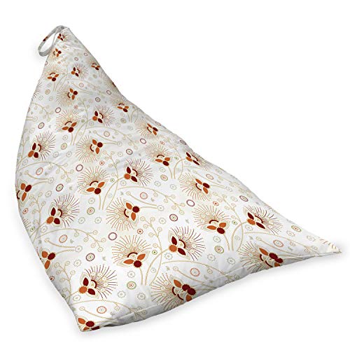 Ambesonne Abstract Lounger Chair Bag, Chevron Zigzags Background with Ornate Flourishing Petals Illustration, High Capacity Storage with Handle Container, Lounger Size, Burgundy Orange Cream