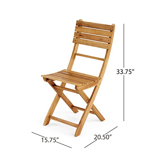 Christopher Knight Home Positano Outdoor Acacia Wood Foldable Dining Chairs, 2-Pcs Set, Natural Stained
