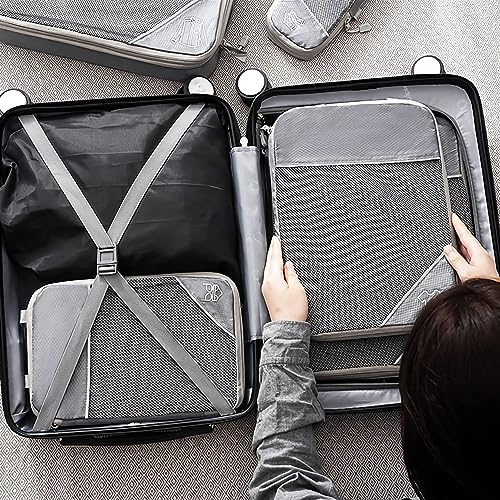 Compression Packing Cubes for Suitcases, VIKASI 6 Set of Travel Luggage Packing Organizers, Suitcase Organizer Bags Set for Expandable Packing Organizers Travel Accessories (Gray)