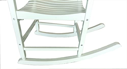 MicroMall Mainstays Outdoor Wood Porch Rocking Chair, White Color, Weather Resistant Finish