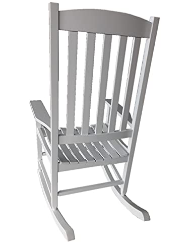 MicroMall Mainstays Outdoor Wood Porch Rocking Chair, White Color, Weather Resistant Finish