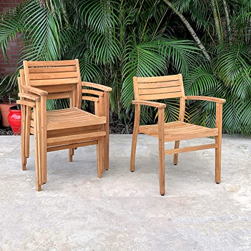 Amazonia Teak Coventry 2-Piece Teak Stacking Chairs, Light Brown, 22lx20wx31h (SC NINIA Stack)