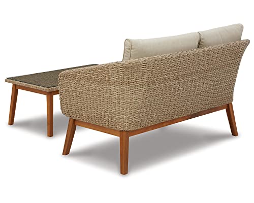 Signature Design by Ashley Crystal Cave Loveseat with Table Set of 2, 0, Beige