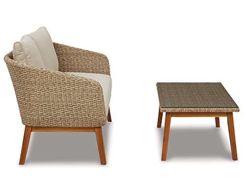 Signature Design by Ashley Crystal Cave Loveseat with Table Set of 2, 0, Beige