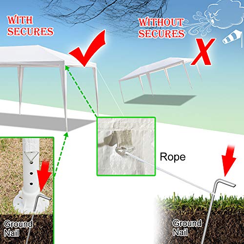 Boylymia 10' x 20'Outdoor White Waterproof Gazebo Canopy Tent with 4 Removable Sidewalls and Windows Heavy Duty Tent for Party Wedding Events Beach BBQ