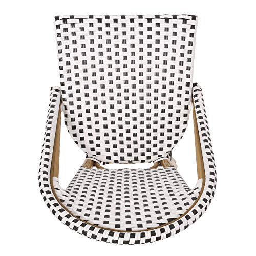 Christopher Knight Home 314450 Kinner Outdoor Barstool, Black + White + Bamboo Print Finish
