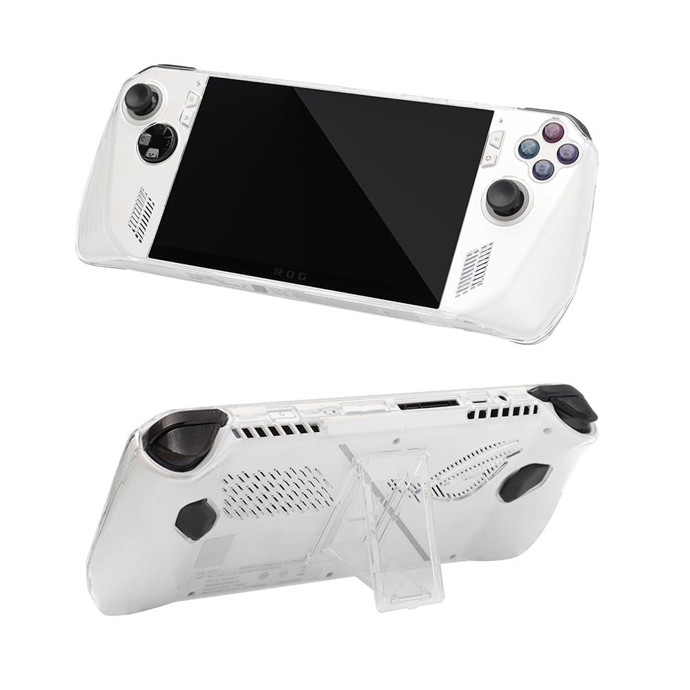 Protective Case for ROG Ally Handheld Game Console, Transparent Case Shockproof Game Console Cover with Bracket Sweatproof Cover for ROG Ally Gaming Accessories (Transparent)