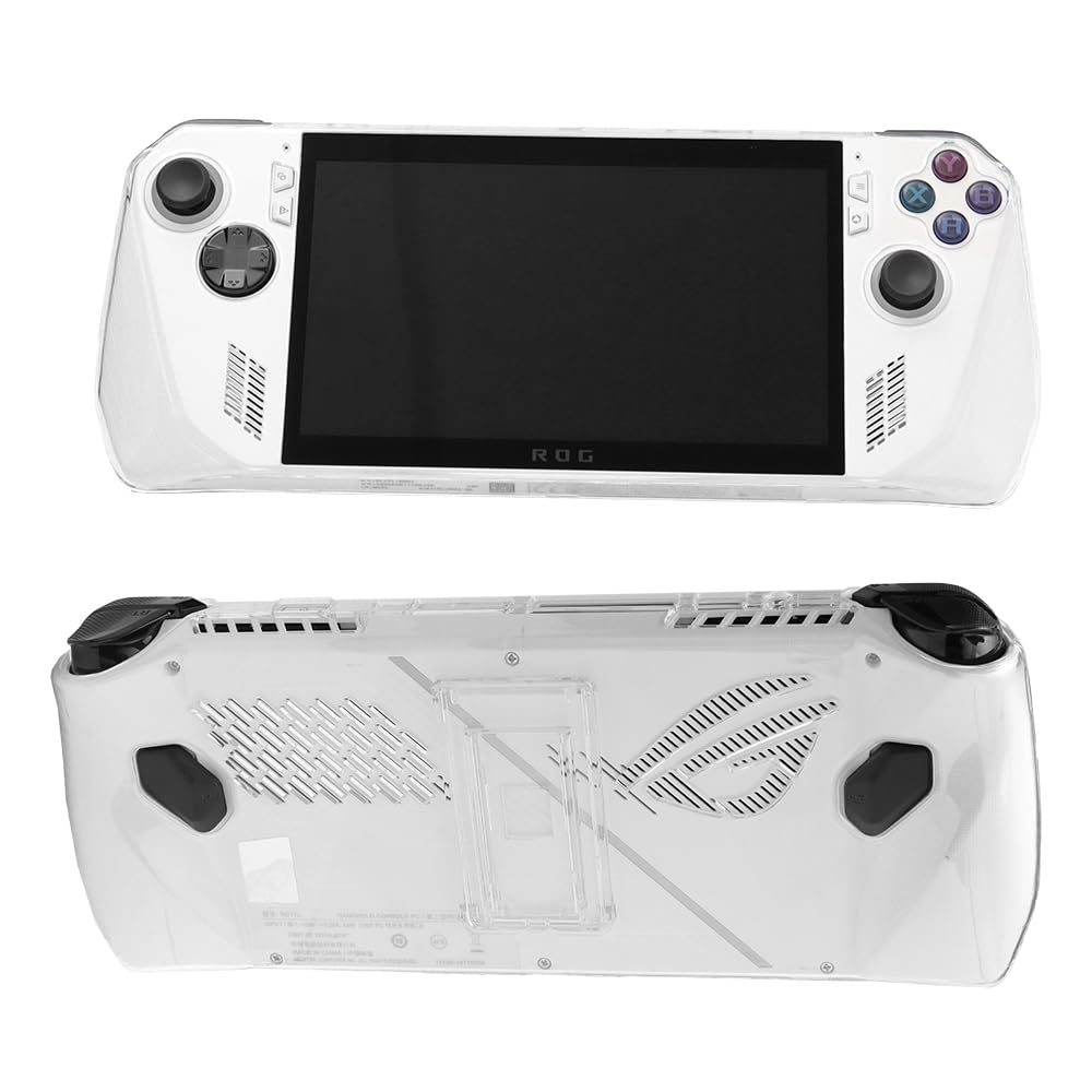 Protective Case for ROG Ally Handheld Game Console, Transparent Case Shockproof Game Console Cover with Bracket Sweatproof Cover for ROG Ally Gaming Accessories (Transparent)