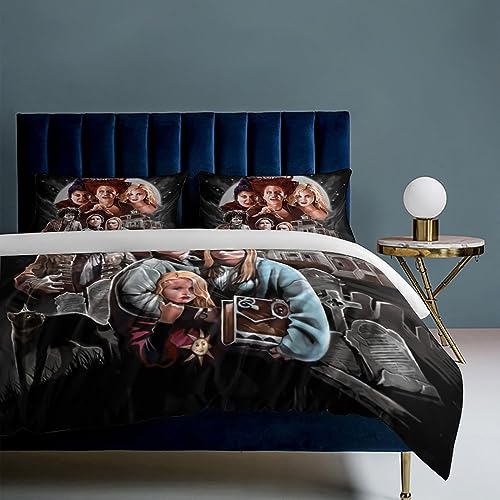 ggtg Hocus Pocus 3-Piece Bedding Set Soft Microfiber Sheet & Pillowcase Sets Full Size Sheet Set 90"x90"