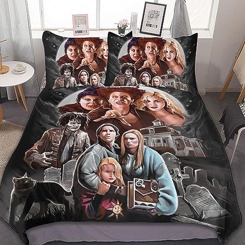 ggtg Hocus Pocus 3-Piece Bedding Set Soft Microfiber Sheet & Pillowcase Sets Full Size Sheet Set 90"x90"