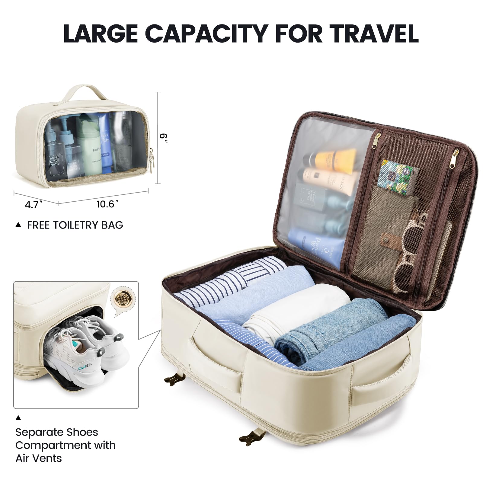 LOVEVOOK Travel Backpack,Carry On Backpack Flight Approved with Toiletry Bag,Expandable Large Laptop Backpack Women Waterproof Backpack Fit 17.3 Inch with USB Charging Port Shoes Compartment
