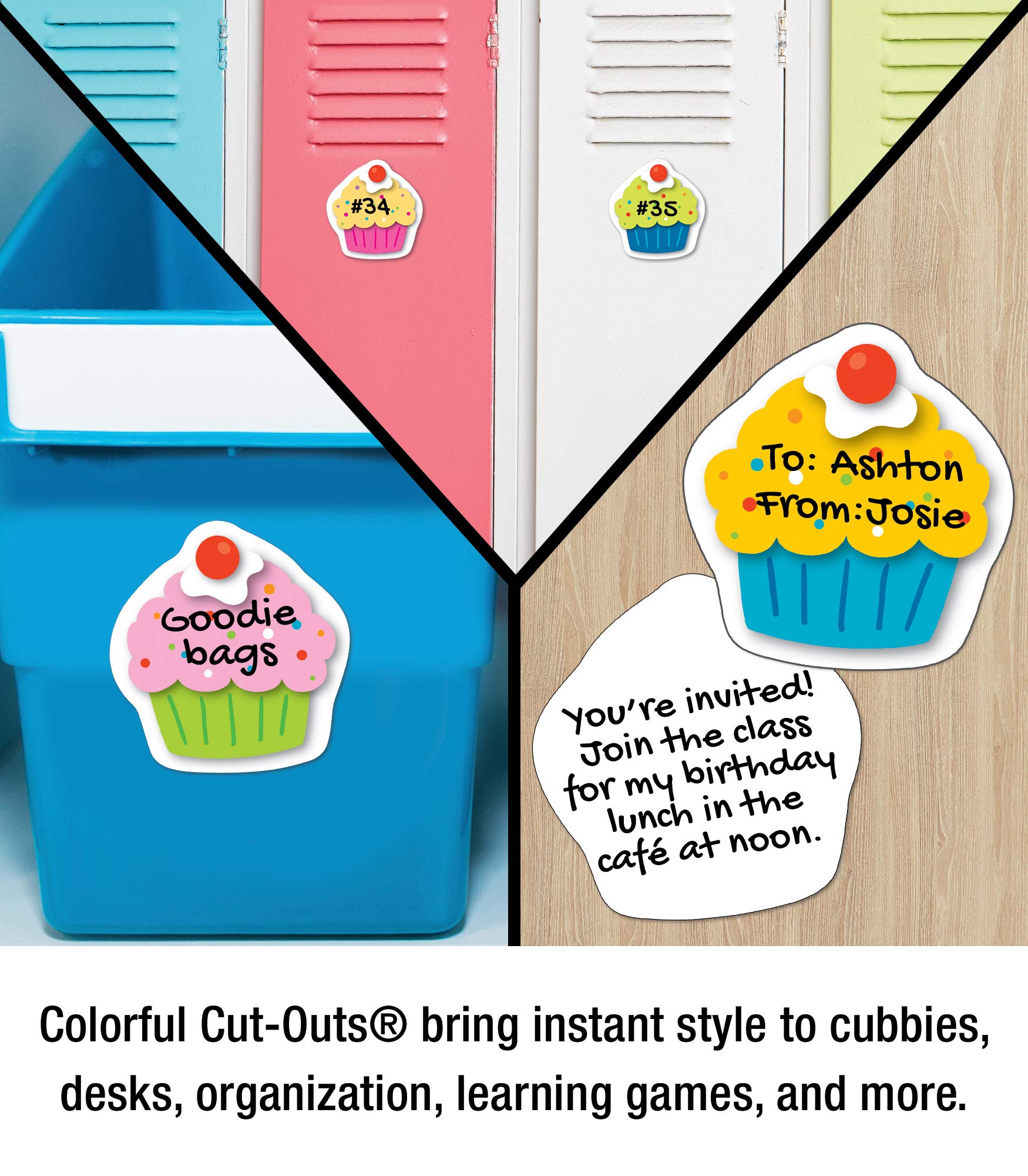 Carson Dellosa – Cupcakes Mini Colorful Cut-Outs, Classroom Décor, 36 Pieces