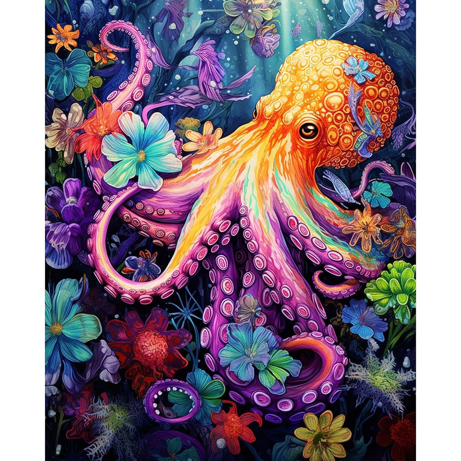 EIBEILI Diamond Painting Kits for Adults, Octopus DIY 5D Diamond Art Kits for Kids Diamond Dots for Adults Clearance Full Drill Crystal Craft Kits for Home Wall Decor Gifts 12x16inch