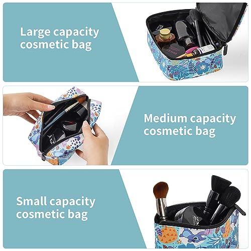 MRSP 3 sets makeup bag+Double Sided Cosmetic Mirror travel small cosmetic case portable with multifunctional waterproof Organizer bag for women Stitch Stuff Gift (Stitch)