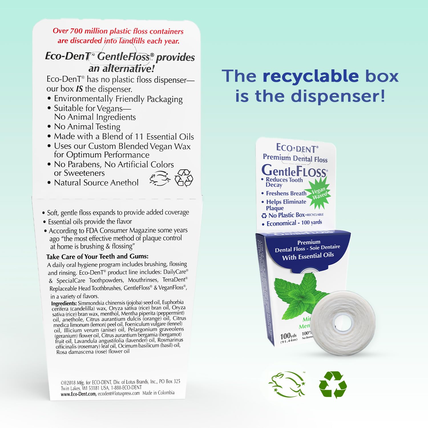 Eco-Dent Gentle Floss Dental Floss ( 6x100 YD.)
