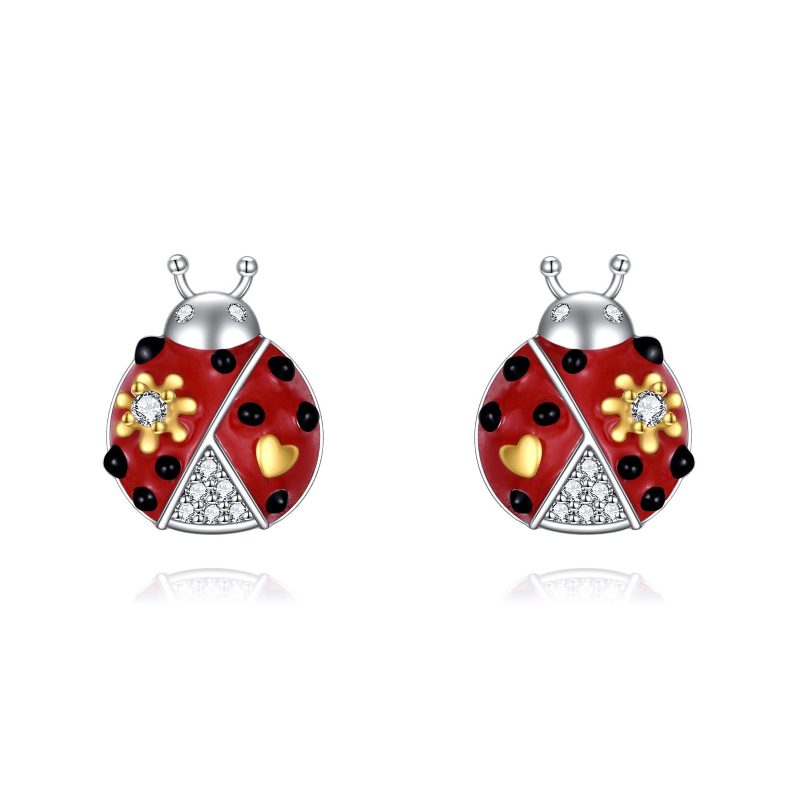 Elephant Stud Earrings 925 Sterling Sliver Cute Animal Jewelry Gifts for Women (ladybug)