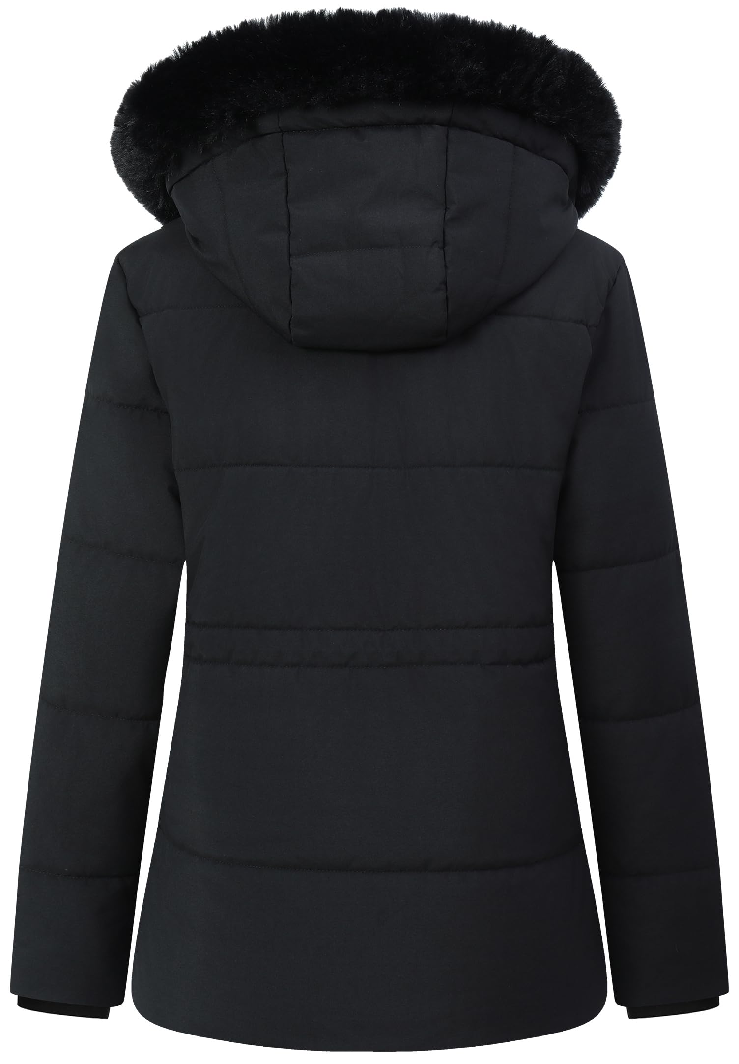 MOERDENG Women's Warm Winter Puffer Coat Thicken Fleece Lined Down Jacket Faux Fur Detachable Hood Snow Parka