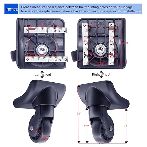 Replacement Luggage Wheel Repair Suitcase Bag Parts Spinner Wheels Casters-W149 (W330-a Set 4 pcs)
