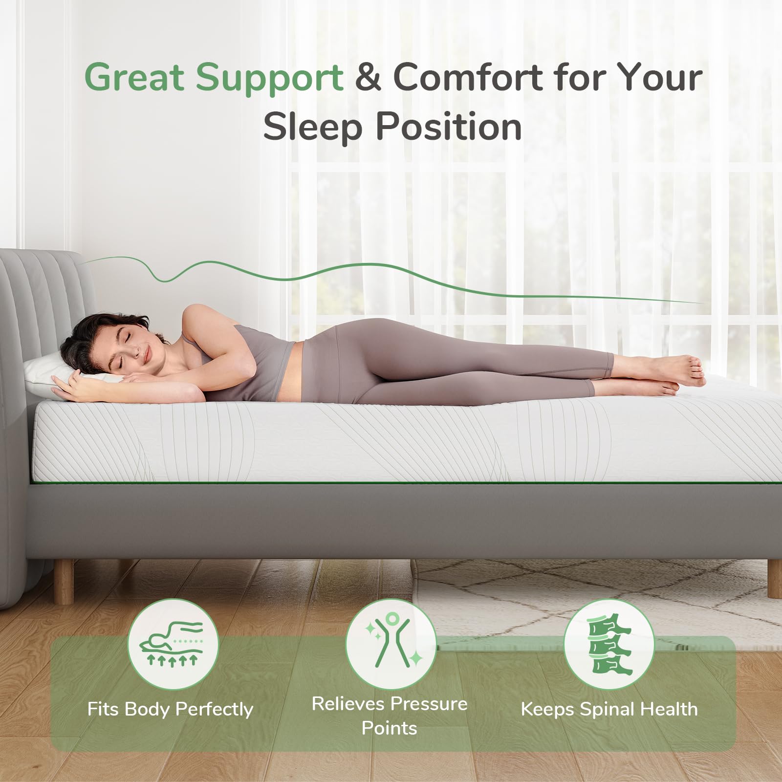 Novilla Queen Size Mattress, 8 Inch Gel Memory Foam Mattress Queen, Mattress in a Box for Back Pain Relief, Medium Firm Mattress with Edge Support & Motion Isolation, Ataraxia