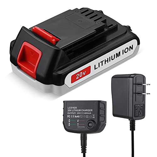 3000mAh 20V Replacement Battery with Charger for Black+Decker,Battery Replace for LBXR20 LBXR20-OPE LB20 LBX20 LBX4020 LB2X4020-OPE,Cordless Tool Battery with 16V/20V Output Battery Charger
