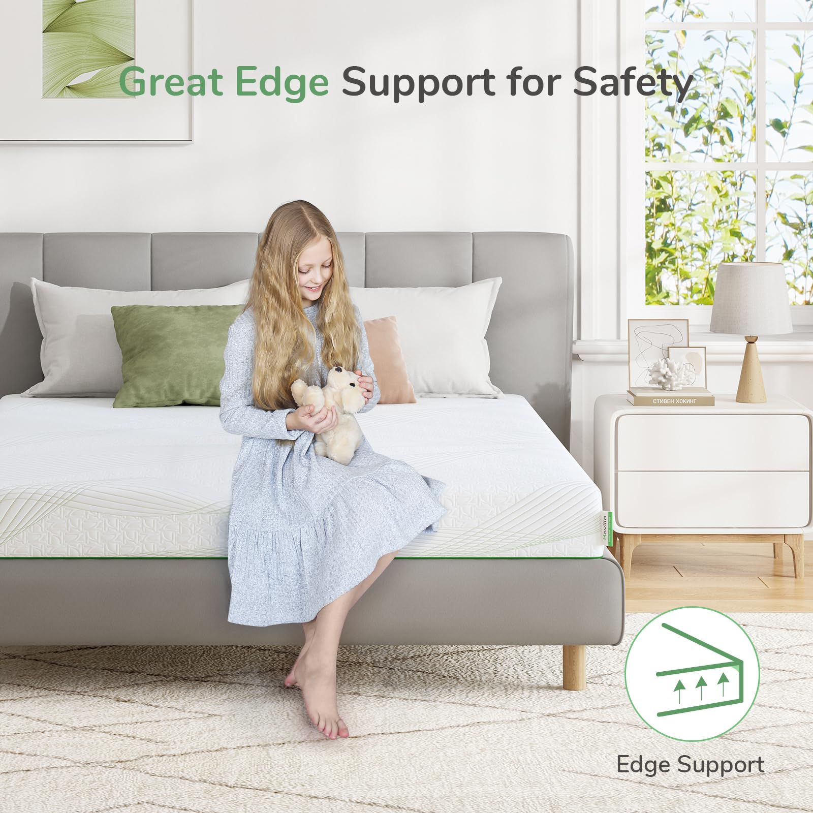 Novilla Queen Size Mattress, 8 Inch Gel Memory Foam Mattress Queen, Mattress in a Box for Back Pain Relief, Medium Firm Mattress with Edge Support & Motion Isolation, Ataraxia