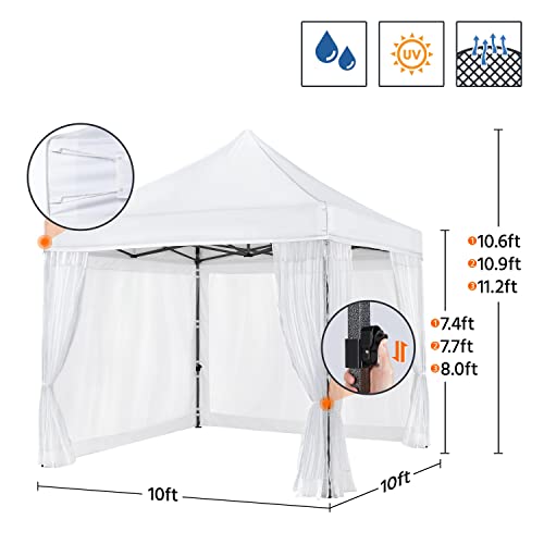 Yaheetech 10'x10' Pop Up Canopy with Removable Mesh Side Walls, Commercial Instant Tent, Instant Canopy Tent for Camping, Family Outings, Wedding