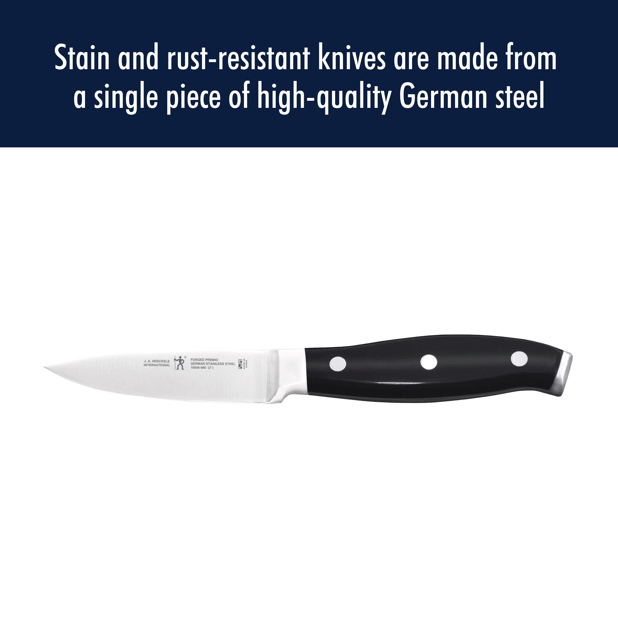 HENCKELS Forged Premio Starter Knife Set, 3 Piece, Black