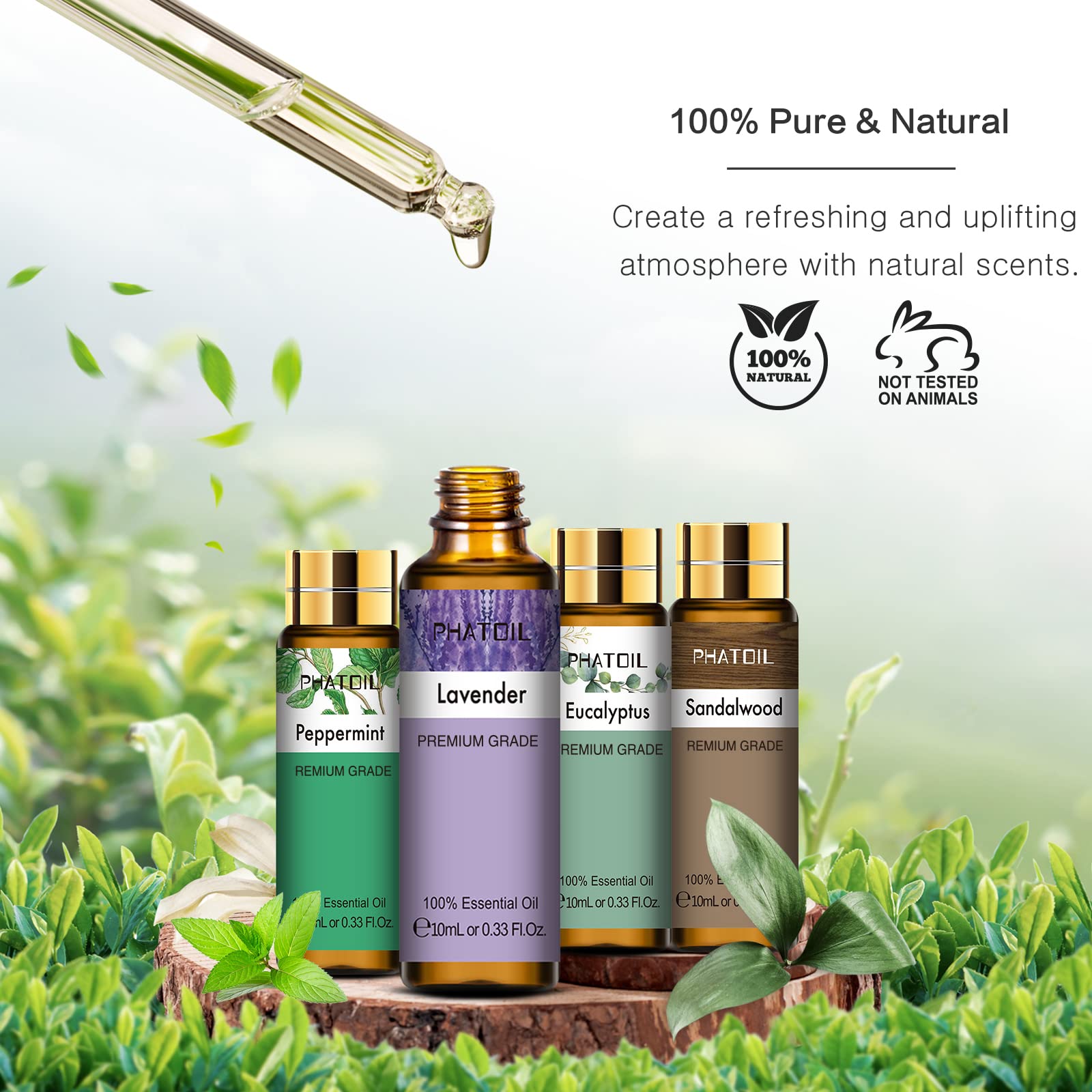 PHATOIL 9PCS Premium Quality Essential Oils Set for Soap Making Diffusers, 10ml/0.33fl. oz Fragrance Oils, Long Lasting Scents, Ideal Gift Set for Friends and Families