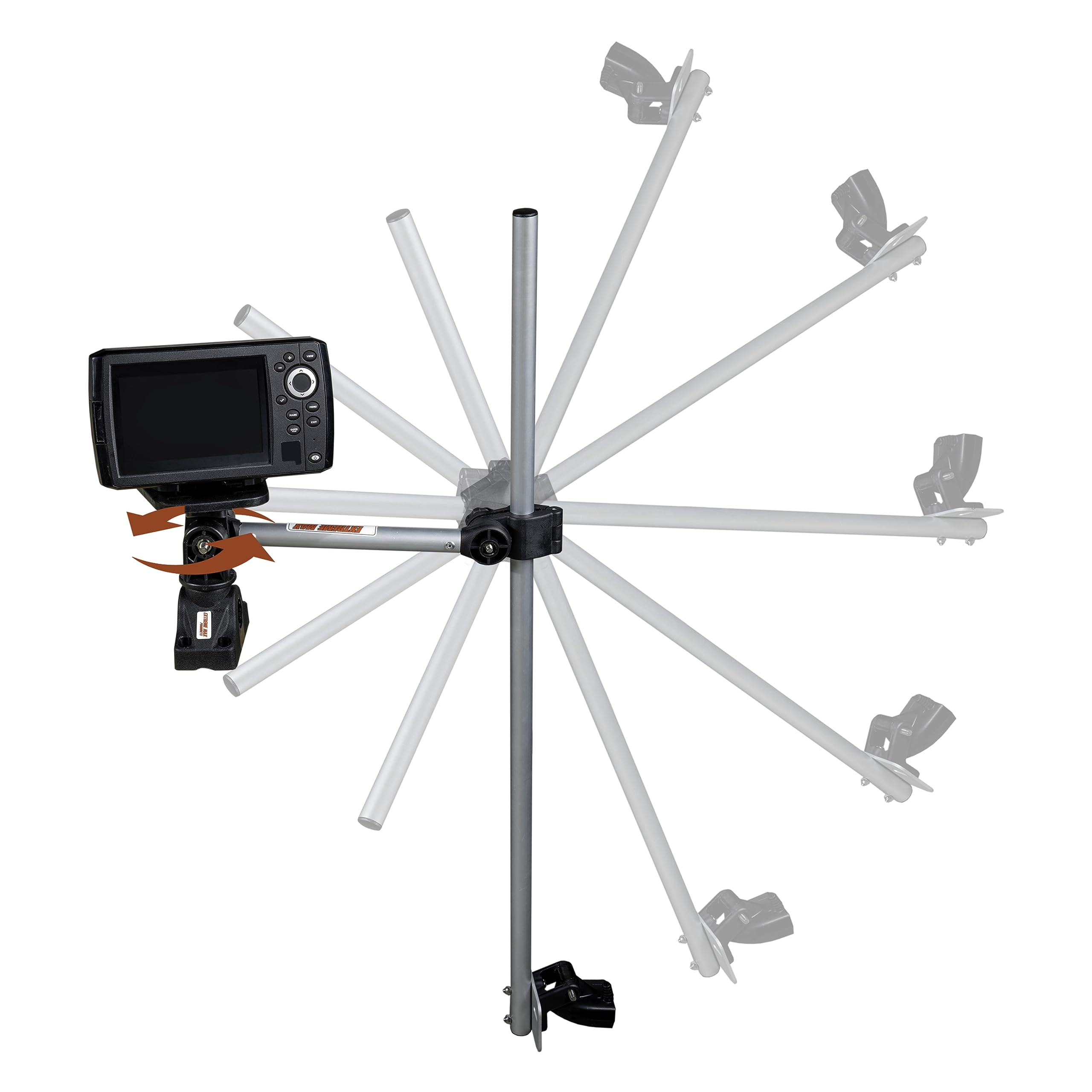 Extreme Max 3006.8649 Portable Rod Holder Mount Adjustable Fish Finder Bracket with Transducer Mount