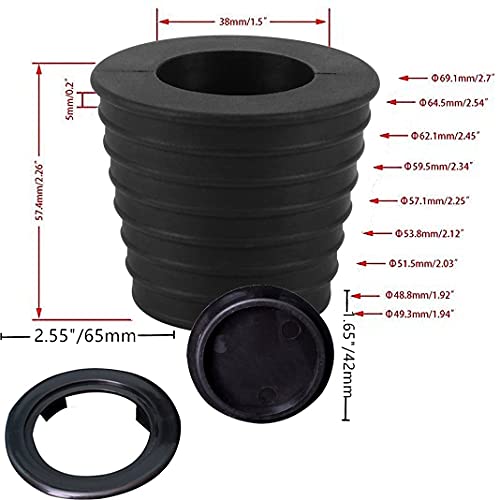 1Set Patio Umbrella Cone Umbrella Wedge Plug Fits Pole Diameter 1.5 Inch Umbrella Hole Ring and Cap Set for Patio Table Hole Opening (1, Black Black)