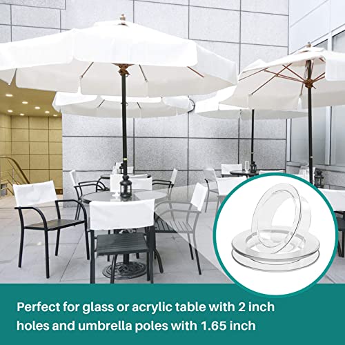 Sukh Patio Table Umbrella Hole Ring Umbrella Hole Ring and Cap Silicone Transparent Hole Couver Plug Hole Rings Set Umbrella Ring Caps 2 Sets for Patio Table Garden Parasol and Stand Base