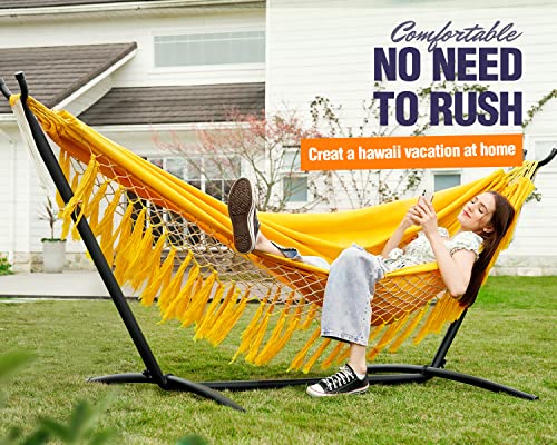 Zupapa Hammock with Stand 2 Person Heavy Duty, Portable Hammock with Stand for Camping and Outdoor, Adjustable Steel Hammock Stand and Double Hammock with Carrying Bag, 550 LBS Capacity.