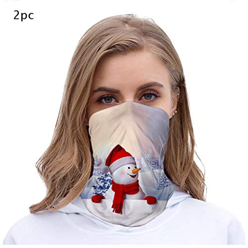 PENATE 2pc Christmas 3D Printing Multi-Functional Face Bandanas Magic Face Scarf Facemasks for Men and Women Ship from U.S.