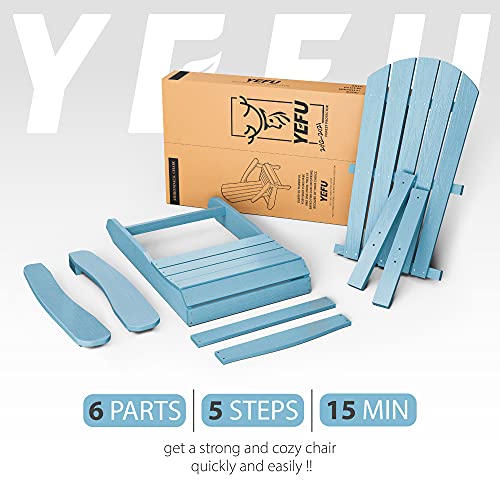 YEFU Classic Adirondack Chair Plastic Weather Resistant with Ottaman, Adirondack Foot Rest & Patio Chair, Weather Resistant, Widely Used in Outdoor, Fire Pit, Deck, Outside, Campfire Chairs(Blue)