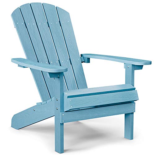 YEFU Classic Adirondack Chair Plastic Weather Resistant with Ottaman, Adirondack Foot Rest & Patio Chair, Weather Resistant, Widely Used in Outdoor, Fire Pit, Deck, Outside, Campfire Chairs(Blue)