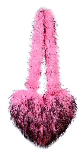 Women's Faux Fur Shoulder Purse Fleece Love Bag Heart Shape Y2k Crossbody Bag Chic Handbag Shoulder Bag