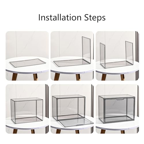 WMM Purse Storage Organizer for Closet, 3 Packs Plastic Acrylic Clear Handbag Purse Shoes Book Figure Toy Display Case, Storage Bins for Cosmetic, Stackable Magnetic Drop Front Storage Organizer