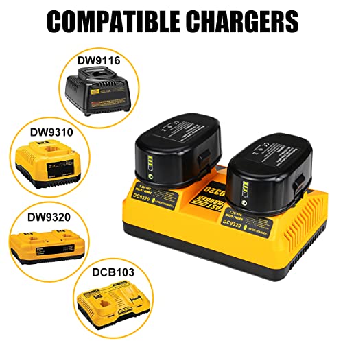 Powilling Innovation 6.0Ah Lithium-Ion Replacement Battery for Dewalt 18V XRP Ni-Cad battery DC9096 DC9098 DC9099 DE9039 DE9095 DE9096 DE9098 DW9095 DW9096 DW9098 DE9503 DC9182 Dewalt 18Volt Batteries