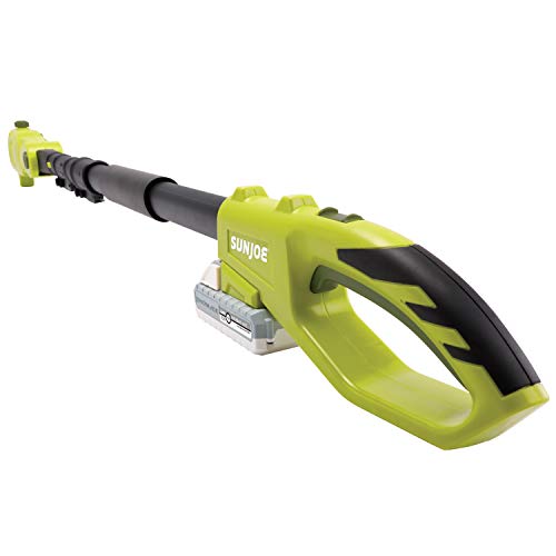Sun Joe 24V-PS8-LTE 24-Volt 8-Inch, 14-Foot Reach, Cordless Telescoping Pole Chain Saw w/8-Inch Cutting Bar, Auto-Oiler, Adjustable Pole Head for Tree Trimming, Kit (w/2.0-Ah Battery + Quick Charger)