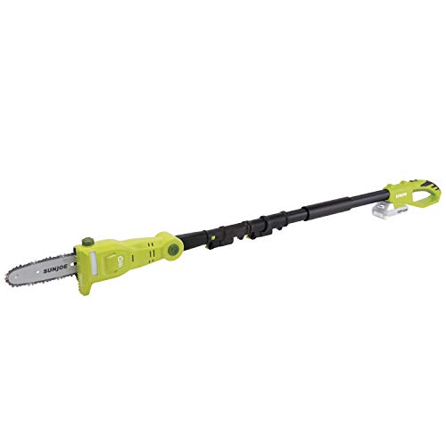 Sun Joe 24V-PS8-LTE 24-Volt 8-Inch, 14-Foot Reach, Cordless Telescoping Pole Chain Saw w/8-Inch Cutting Bar, Auto-Oiler, Adjustable Pole Head for Tree Trimming, Kit (w/2.0-Ah Battery + Quick Charger)