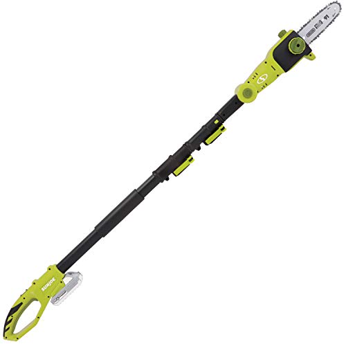 Sun Joe 24V-PS8-LTE 24-Volt 8-Inch, 14-Foot Reach, Cordless Telescoping Pole Chain Saw w/8-Inch Cutting Bar, Auto-Oiler, Adjustable Pole Head for Tree Trimming, Kit (w/2.0-Ah Battery + Quick Charger)