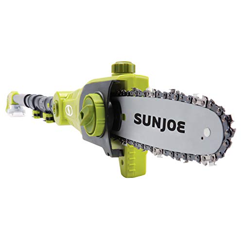 Sun Joe 24V-PS8-LTE 24-Volt 8-Inch, 14-Foot Reach, Cordless Telescoping Pole Chain Saw w/8-Inch Cutting Bar, Auto-Oiler, Adjustable Pole Head for Tree Trimming, Kit (w/2.0-Ah Battery + Quick Charger)
