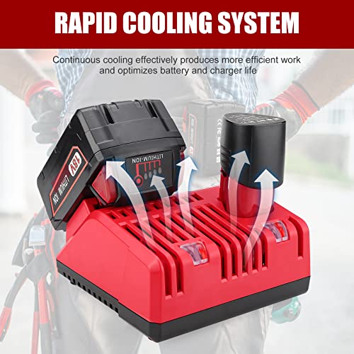 2Pack 6.0Ah 48-59-1850 Battery Replacement for Milwaukee M18 Battery and Charger Compatible with Milwaukee 18V Battery 48-11-1852 48-59-1850 48-11-1850 and Replacement Milwaukee M18 Battery Charger