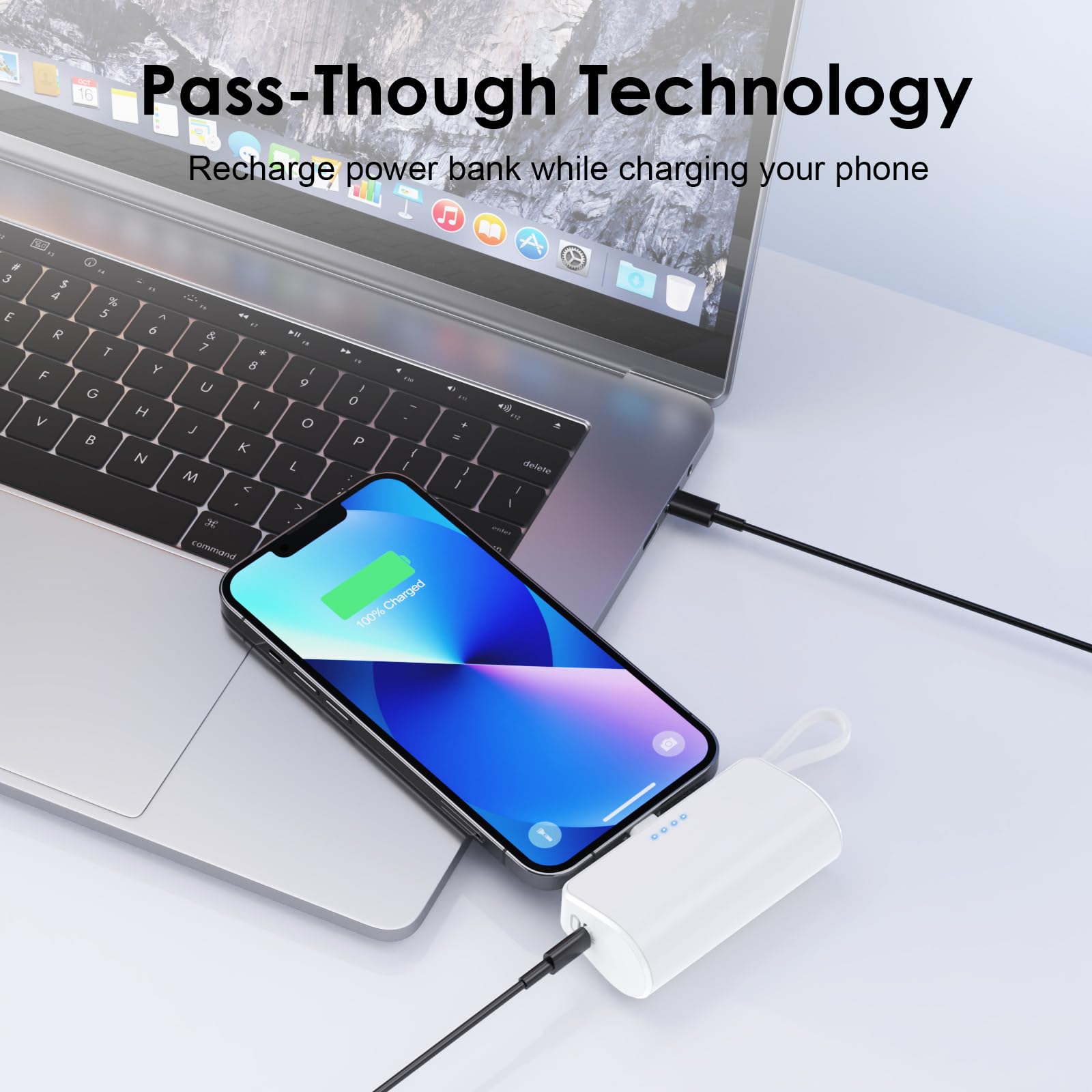 [2 Pack] Mini Portable Charger Power Bank for iPhone,[2024 Upgraded] 5200mAh PD Battery Pack Built-in USB C Cable, Backup Charger Compatible with iPhone 15/14/14 Pro Max/13/12/11/XR/8/7/6,Android etc