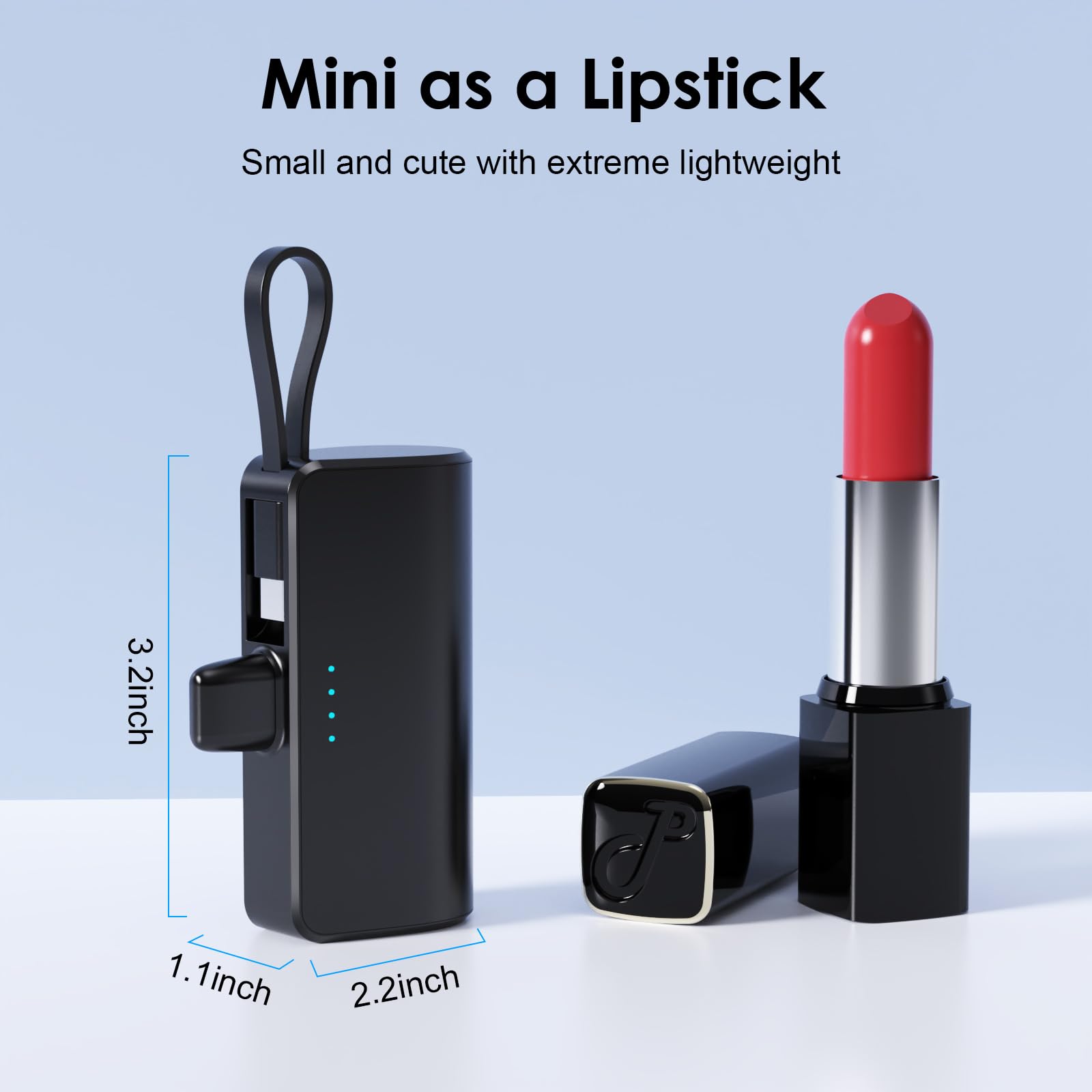 [2 Pack] Mini Portable Charger Power Bank for iPhone,[2024 Upgraded] 5200mAh PD Battery Pack Built-in USB C Cable, Backup Charger Compatible with iPhone 15/14/14 Pro Max/13/12/11/XR/8/7/6,Android etc